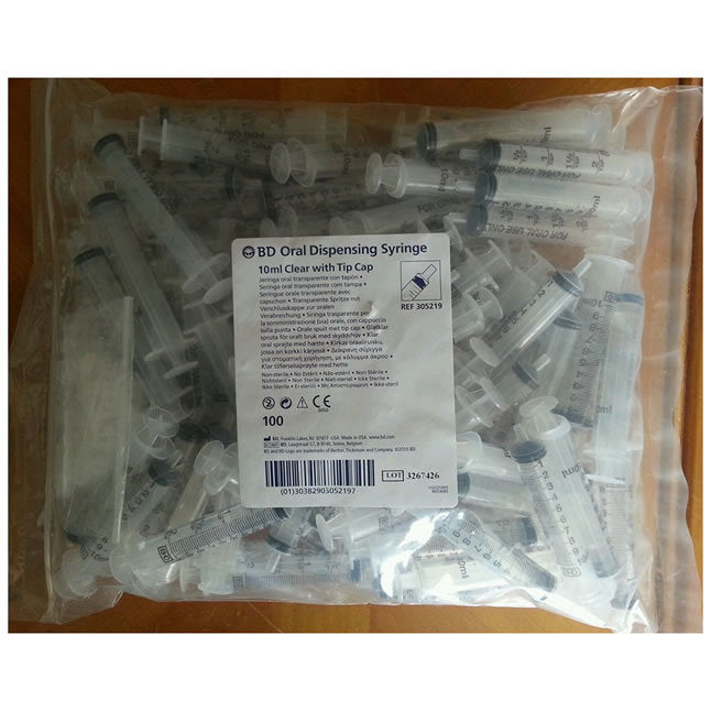 Oral Syringe, Tip Cap, Clear (100 Count)